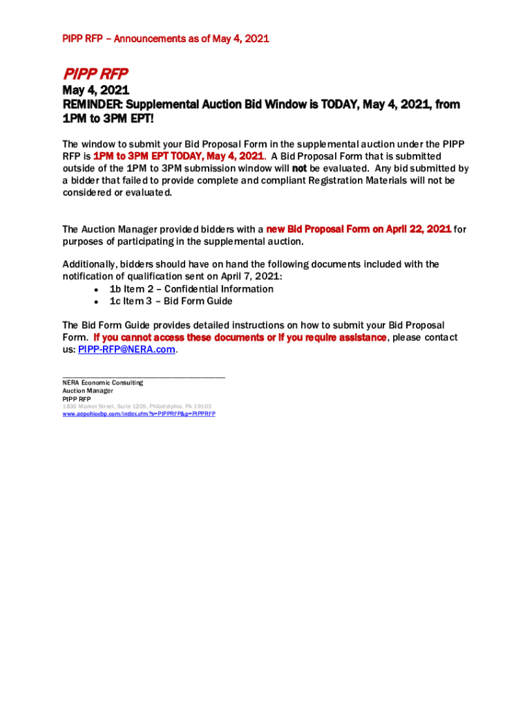 Fillable Online REMINDER: Supplemental Auction Bid Window is TODAY, May ...