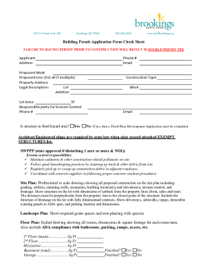 Fillable Online Building Permit Application Form Check Sheet Architect ...