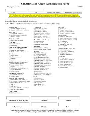 Fillable Online CBORD Door Access Form Fax Email Print - pdfFiller