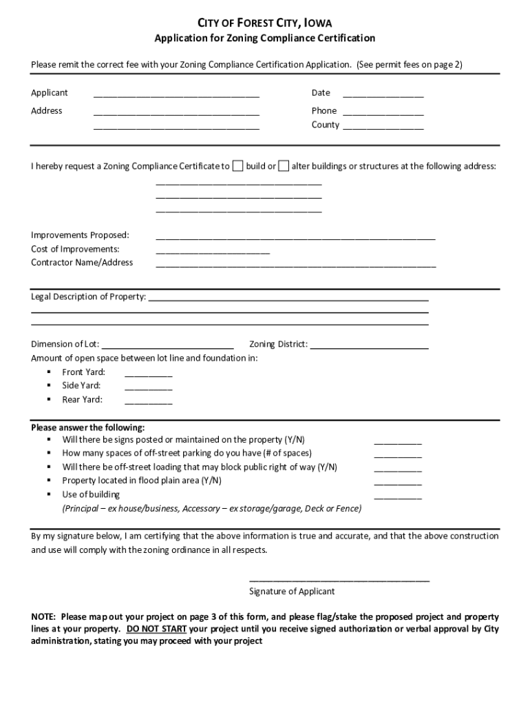 Fillable Online Fill - Free fillable ZONING COMPLIANCE CERTIFICATE ...