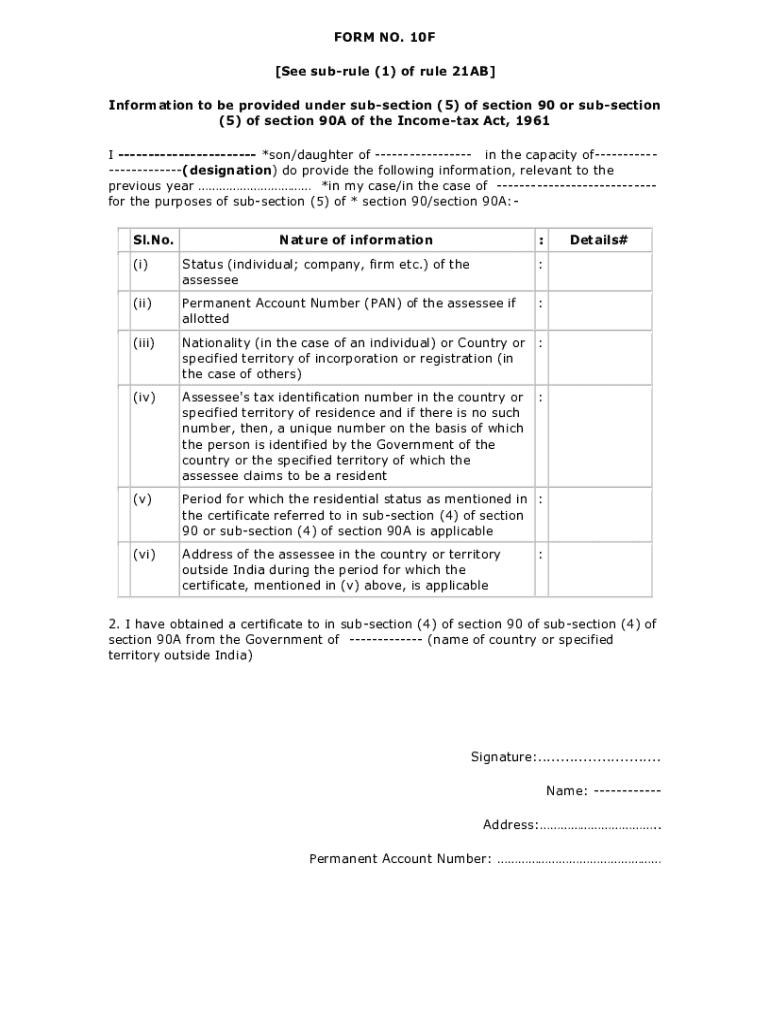 Fillable Online www.mrftyres.com downloads form-10-fFORM NO. 10F See ...