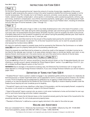 Fillable Online Instructions for Form 538-H Part 2 Mailing and ...