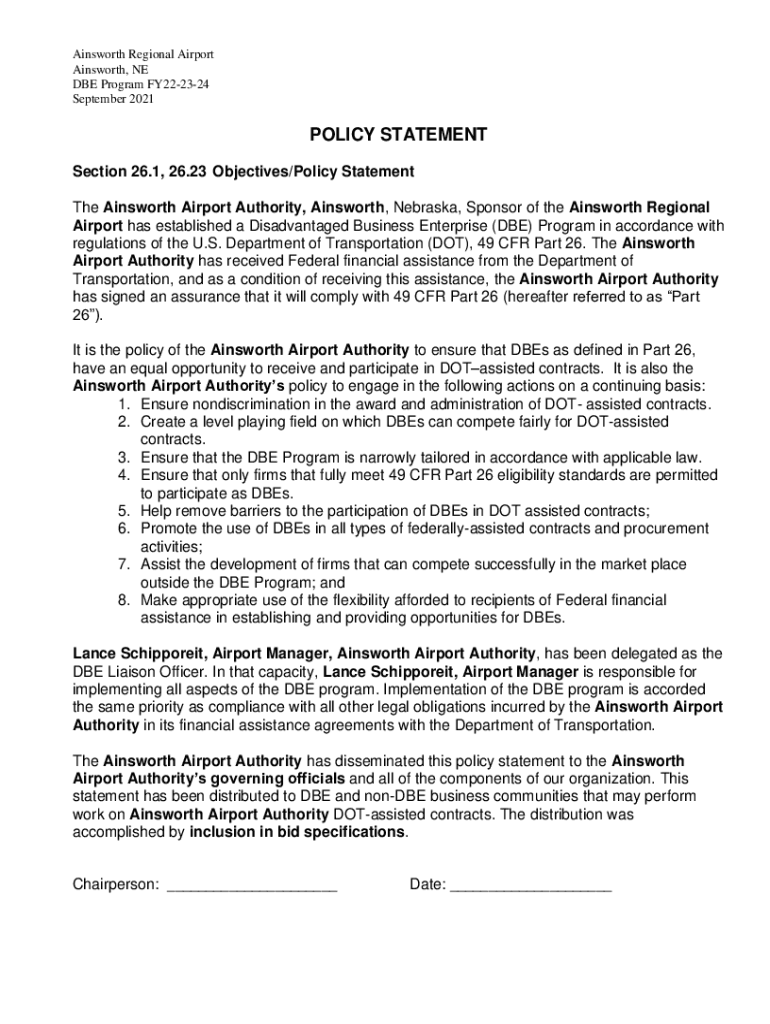 Fillable Online QF-ACR-4 DBE-21-Sample DBE Program Template V3 Fax ...