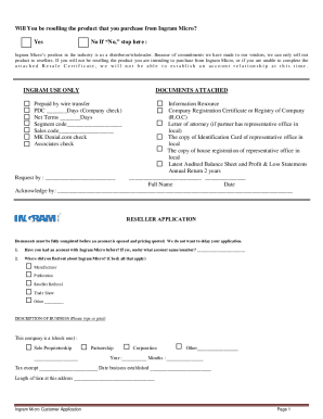Fillable Online Ingram Micro Reseller Application - Local English Form ...