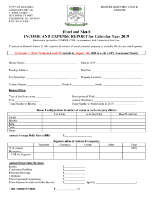 Fillable Online Hotel and Motel INCOME AND EXPENSE REPORT for Calendar ...