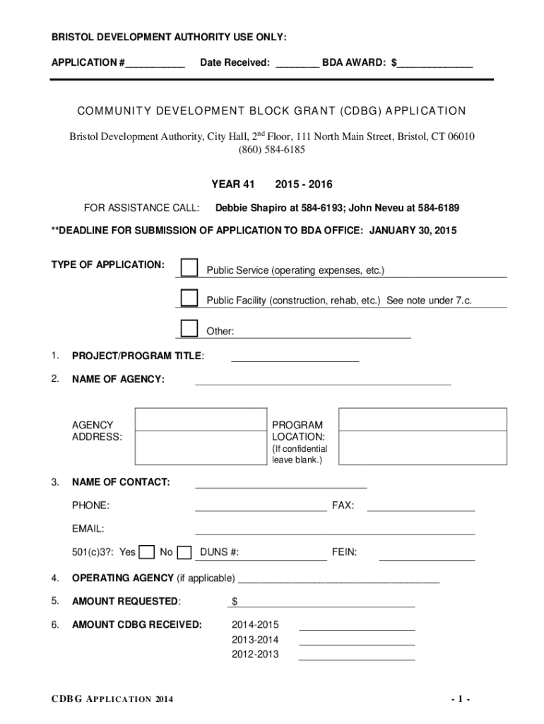 Fillable Online BRISTOL DEVELOPMENT AUTHORITY USE ONLY: Doc Template ... Fax Email Print - pdfFiller