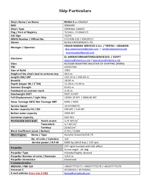 Fillable Online ISM Documents / Ship Particulars Form - VRS Maritime ...