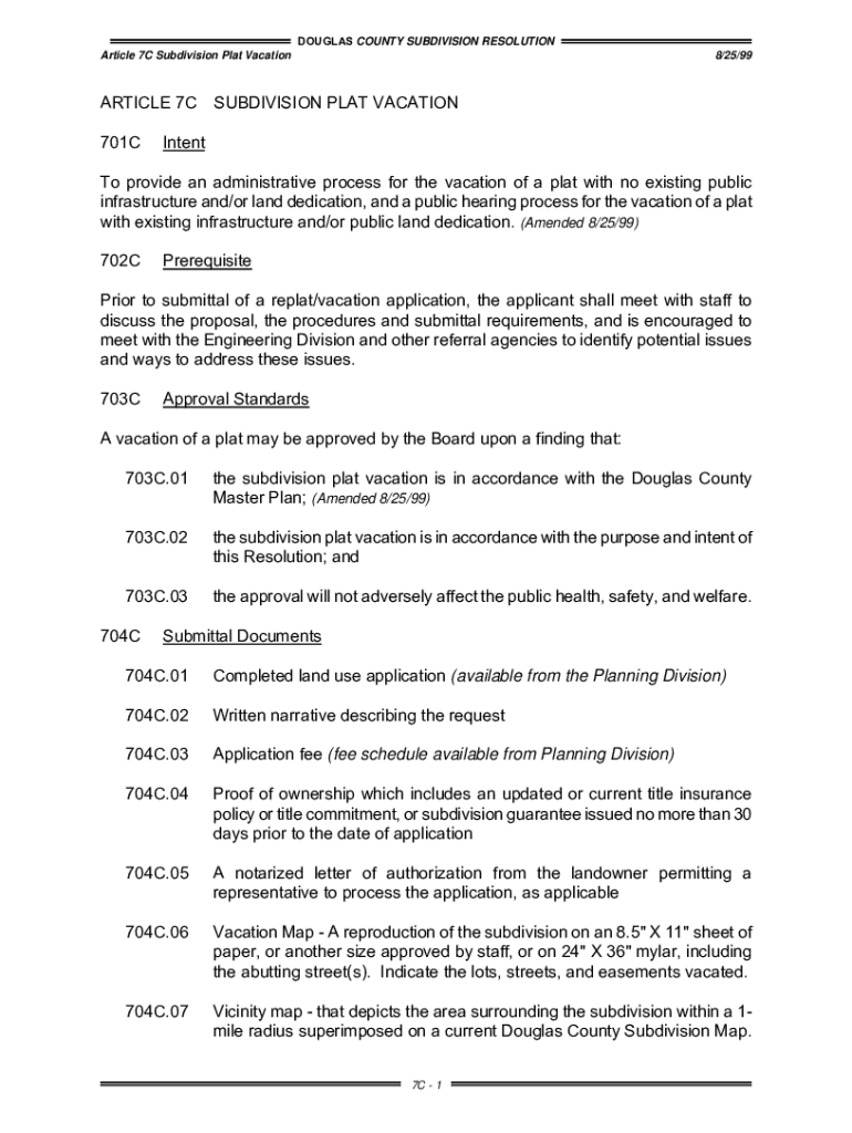 Fillable Online Get the free COUNTY SUBDIVISION RESOLUTION Article 7C ...