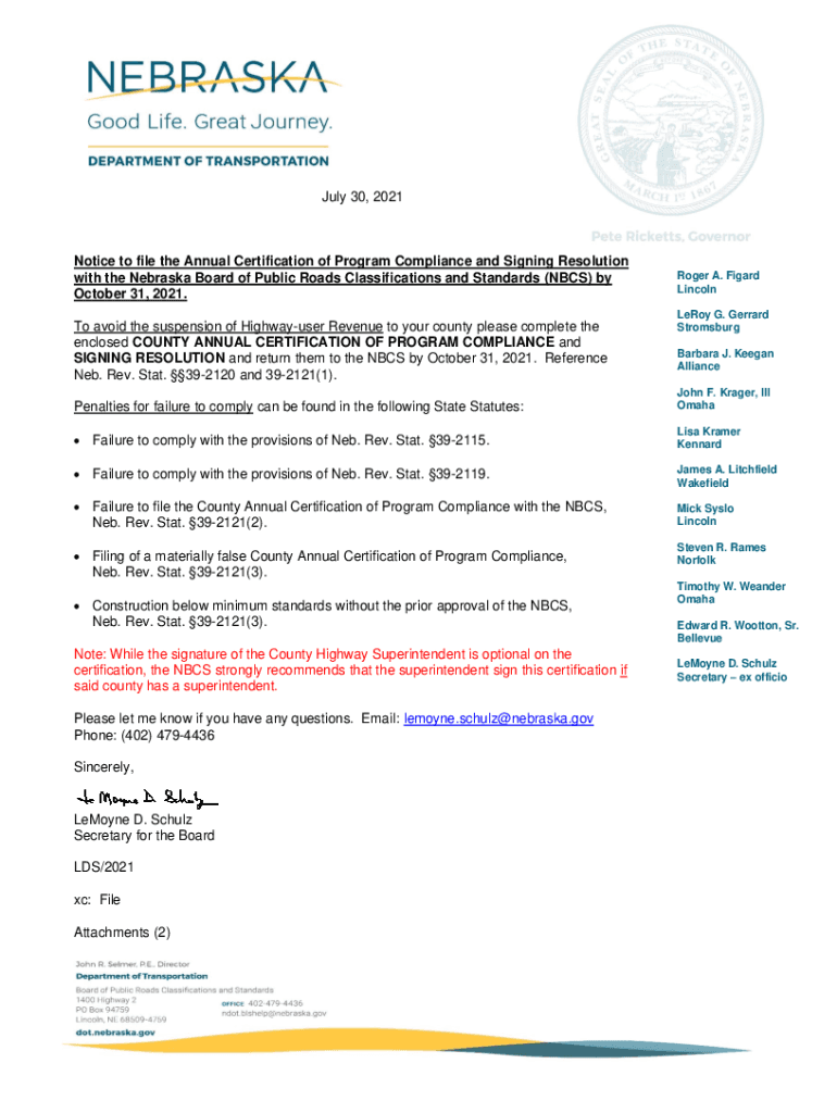 Fillable Online Notice to file the Annual Certification ... - dot ...