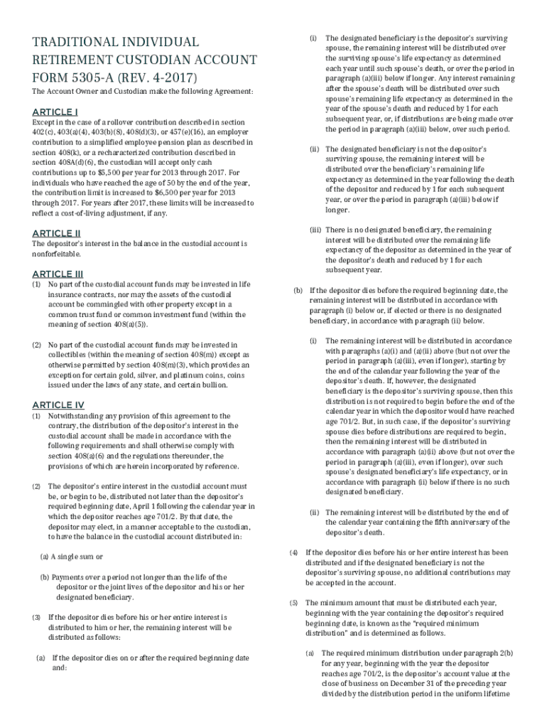 Fillable Online traditional individual retirement custodian account ...