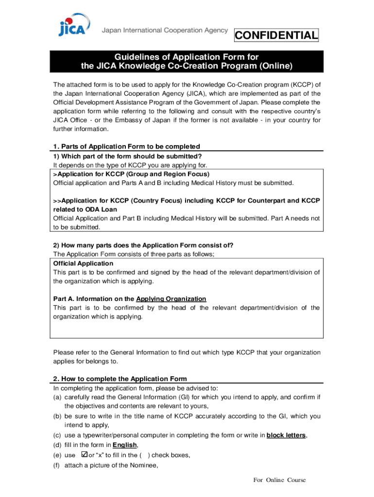 Fillable Online Guidelines of Application Form for the JICA Knowledge ...