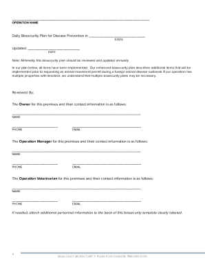 Fillable Online Biosecurity Templates - BQA Fax Email Print - pdfFiller
