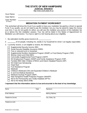 Fillable Online Mediation Payment Worksheet Fax Email Print - pdfFiller