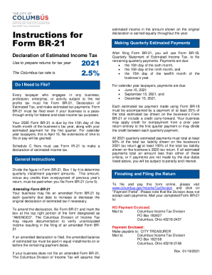 Fillable Online Instructions for Form BR-21 Making Quarterly Estimated ...