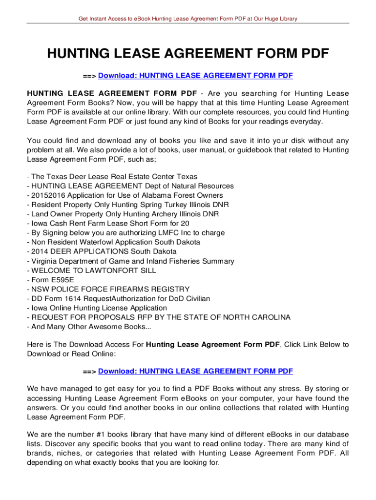 Fillable Online cocodoc.comform278736213-Hunting-leaseHunting lease ...