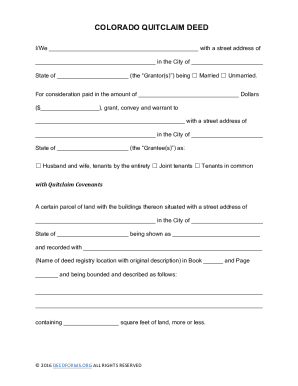 Fillable Online Quit Claim Deed - Arapahoe County, Colorado Fax Email ...