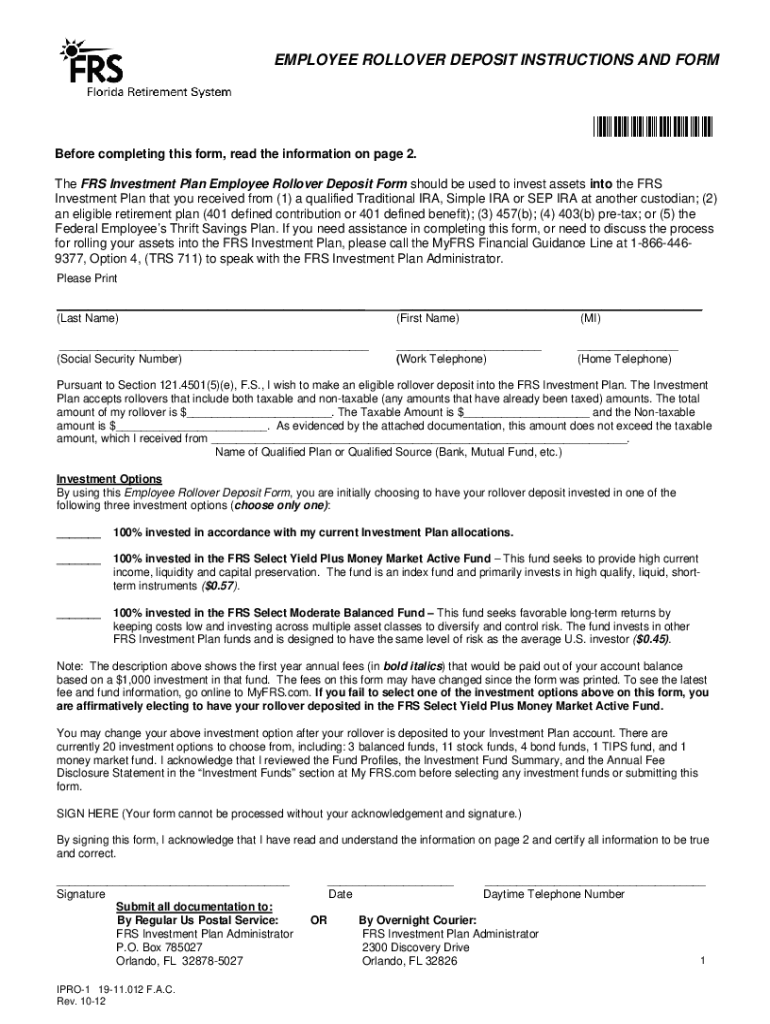 Fillable Online *088002* EMPLOYEE ROLLOVER DEPOSIT INSTRUCTIONS AND ...