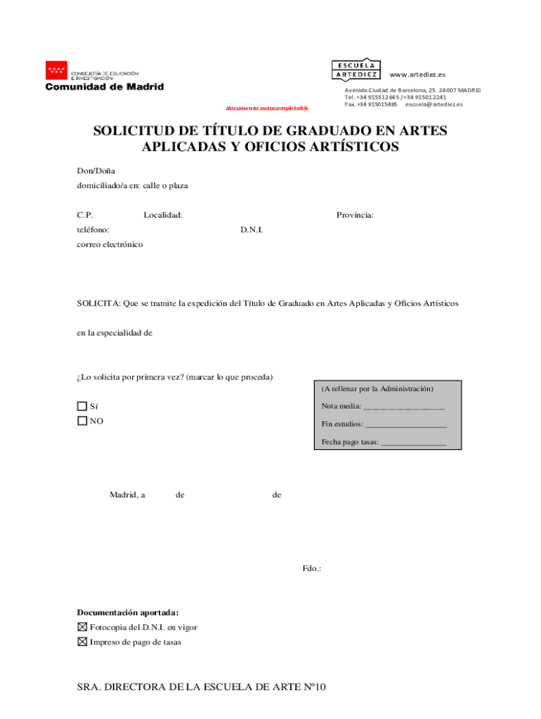 Fillable Online artediez.eswp-contentuploadsIncomming Students Application Form - artediez.es ...