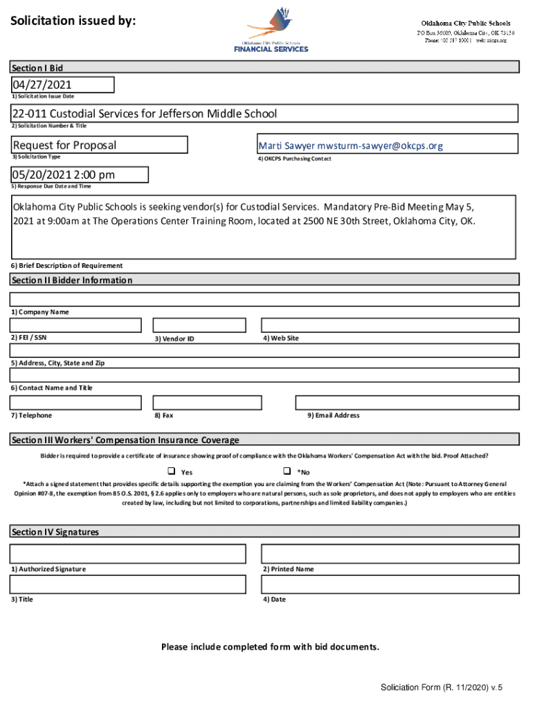 Fillable Online Solicitation issued by: - Oklahoma City Public Schools ...