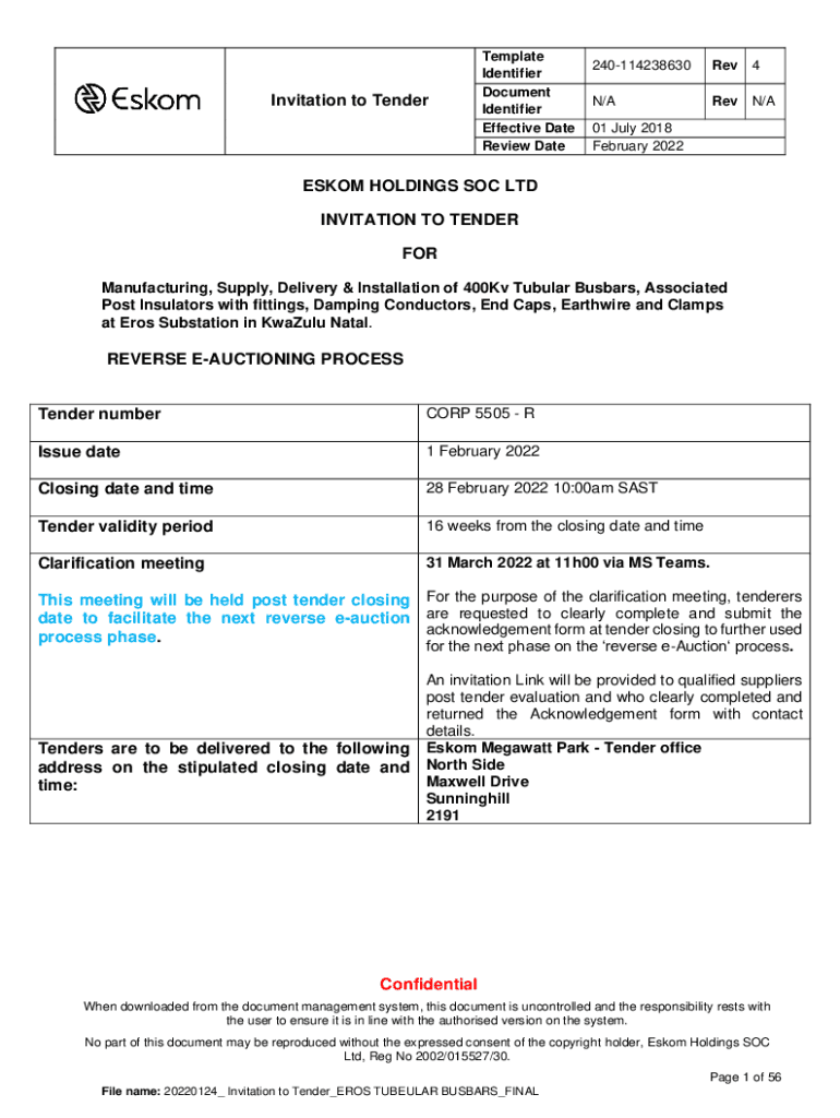 Fillable Online Invitation to Tender Template - CIPSInvitation to ...