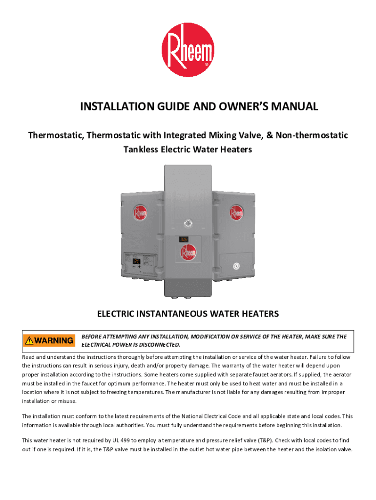 Fillable Online EC-TMV & 5EF-TMV Thermostatic Mixing Valve Installation ...