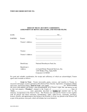 Fillable Online DEED OF TRUST, ASSIGNMENT OF RENTS, SECURITY AGREEMENT ...