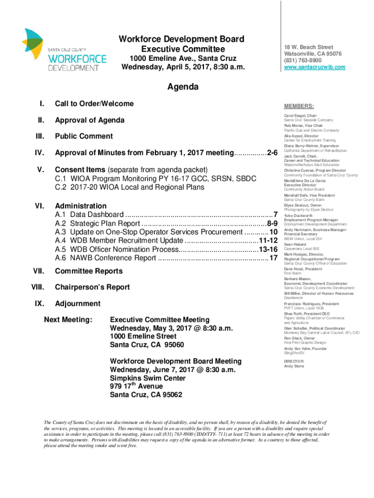 Fillable Online Executive Committee Agenda Packet. Executive Committee ...