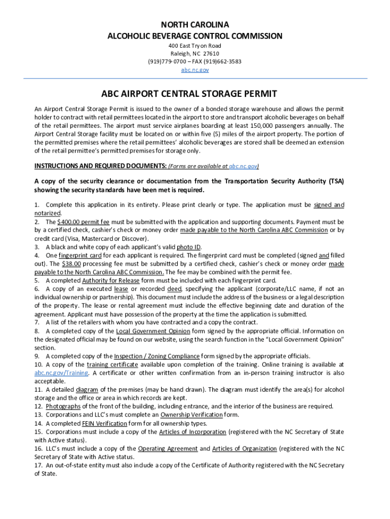 Fillable Online PDF to apply for an abc permit - Jacksonville, NC Fax ...
