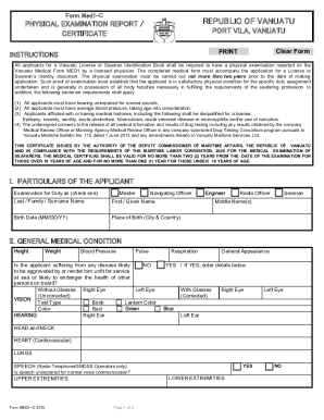 Fillable Online Form Med1-C PHYSICAL EXAMINATION REPORT / REPUBLIC Fax ...