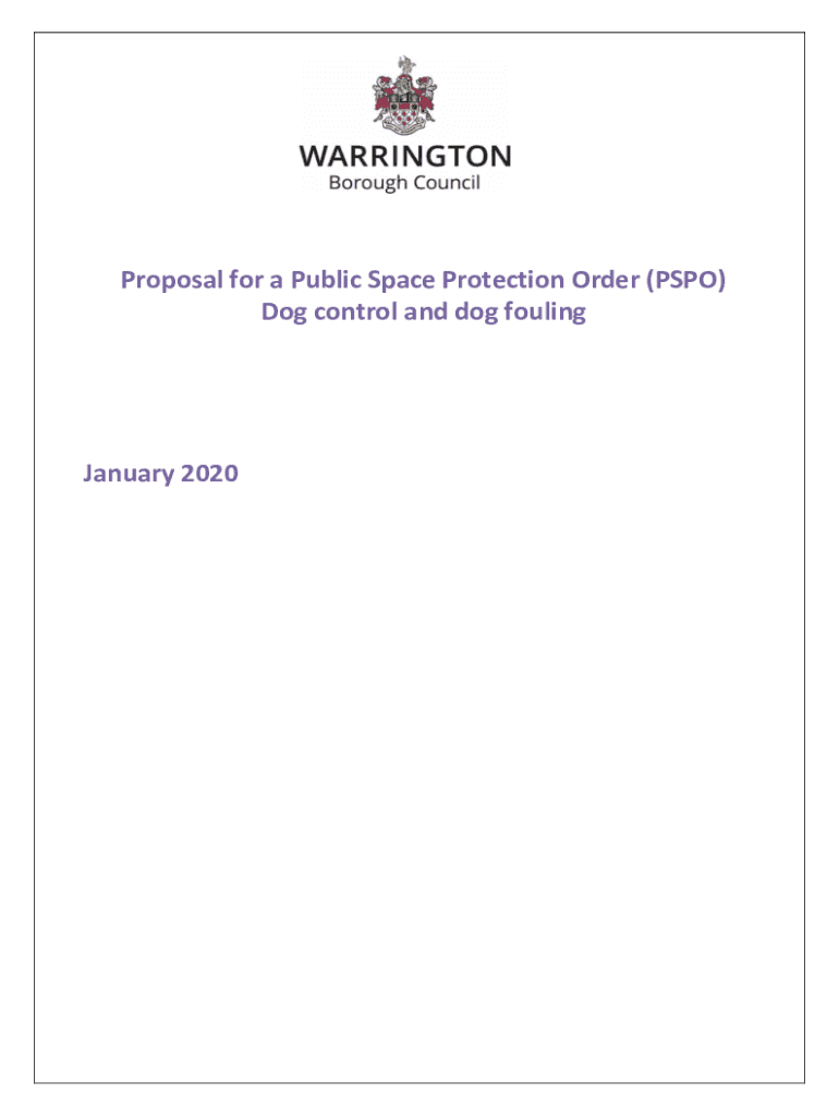 Fillable Online Proposal for a Public Space Protection Order (PSPO) Dog ...