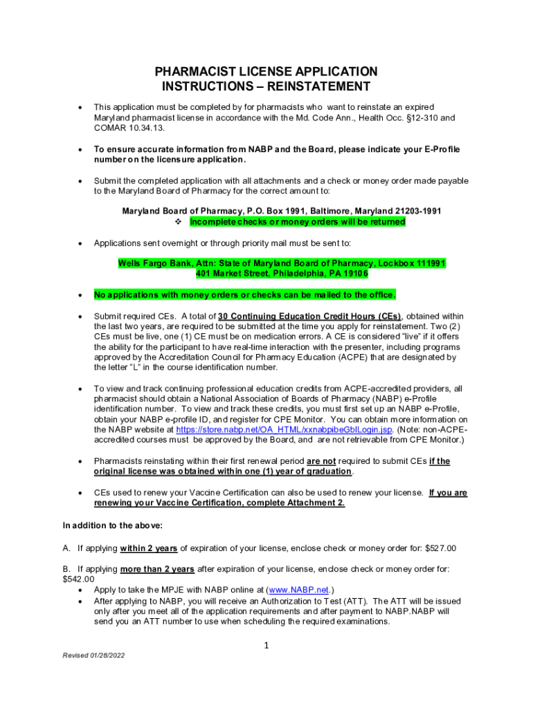 Fillable Online PHARMACIST LICENSE APPLICATION ...
