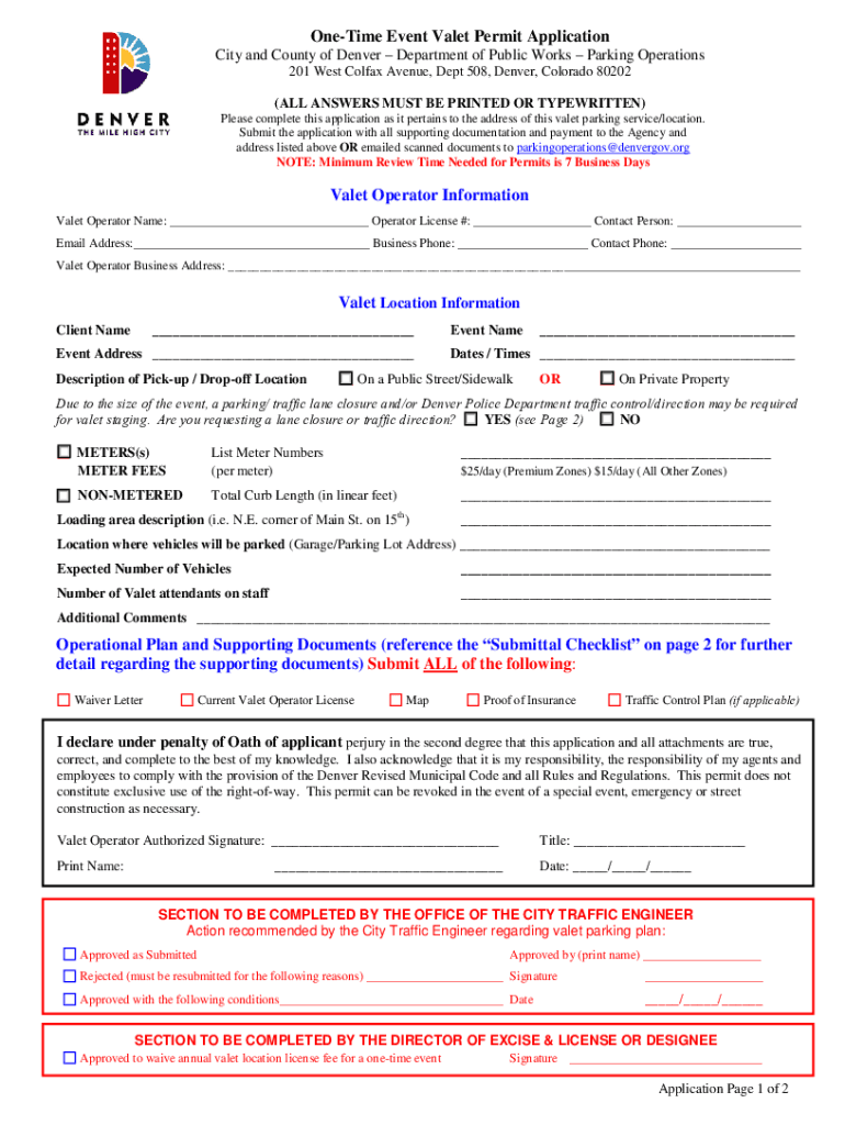 Fillable Online Parking Lot License Application - City and County of ...