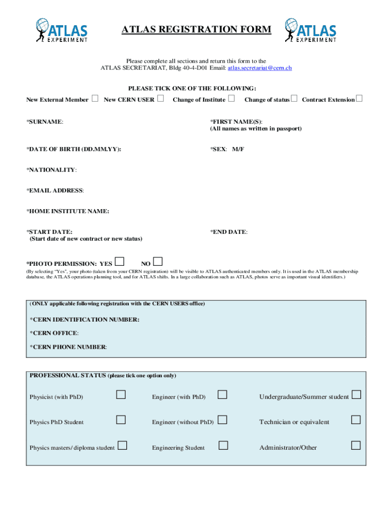 Fillable Online Atlas Registration Form - Fill and Sign Printable Template ... Fax Email Print ...