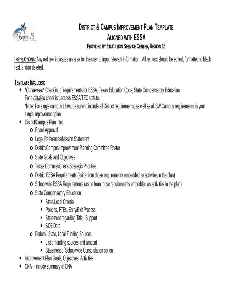 DISTRICT CAMPUS IMPROVEMENT PLAN TEMPLATE ALIGNED WITH ... Doc Template ...