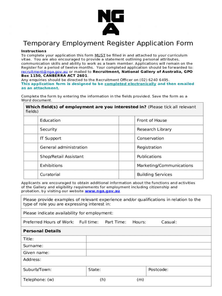 Temporary Register Application - National Gallery of ... - nga gov Doc ...