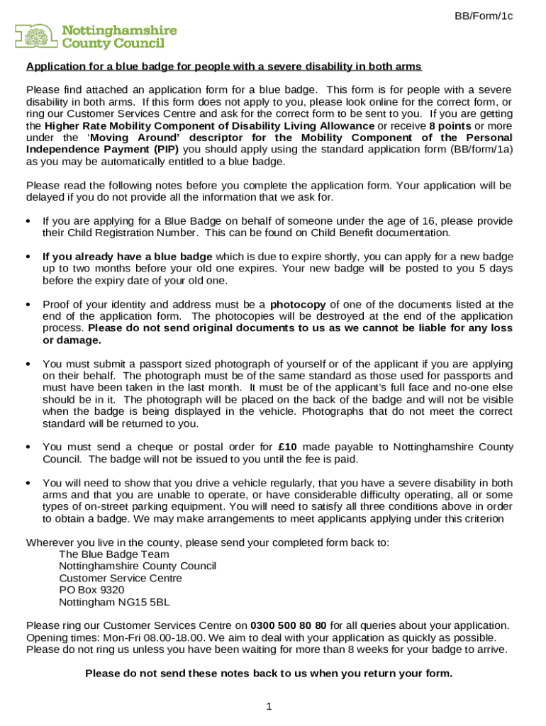 blue badge application for people with a severe disability ... Doc ...