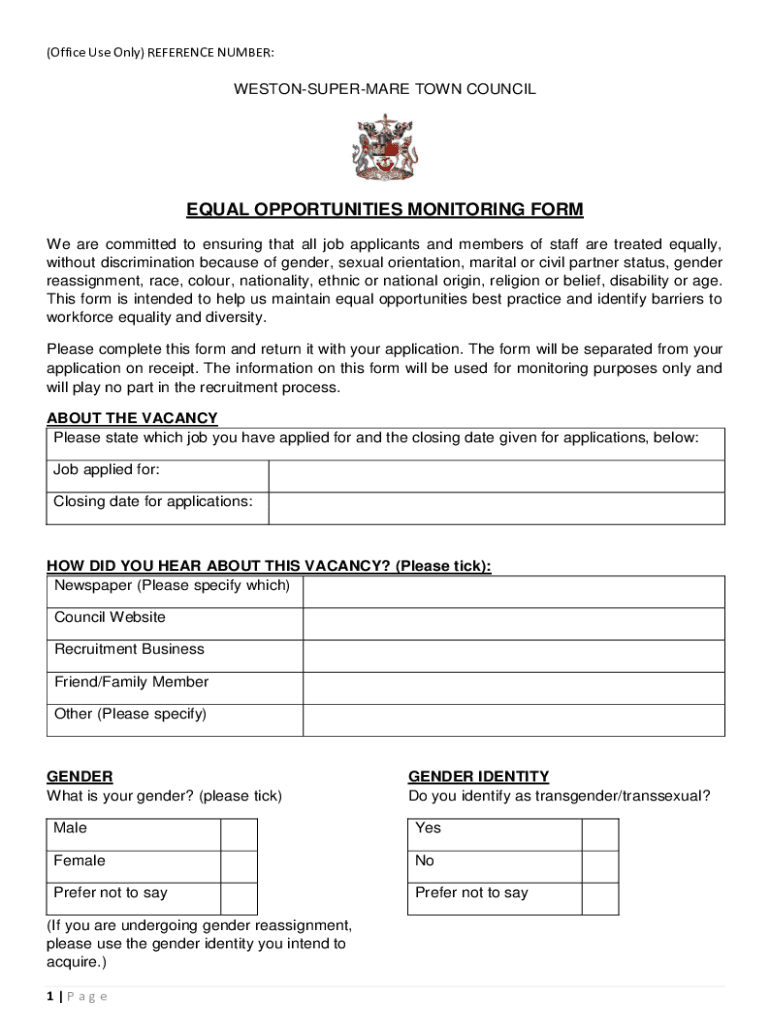 Fillable Online wsm-tc gov EQUAL OPPORTUNITIES MONITORING FORM - Weston ...