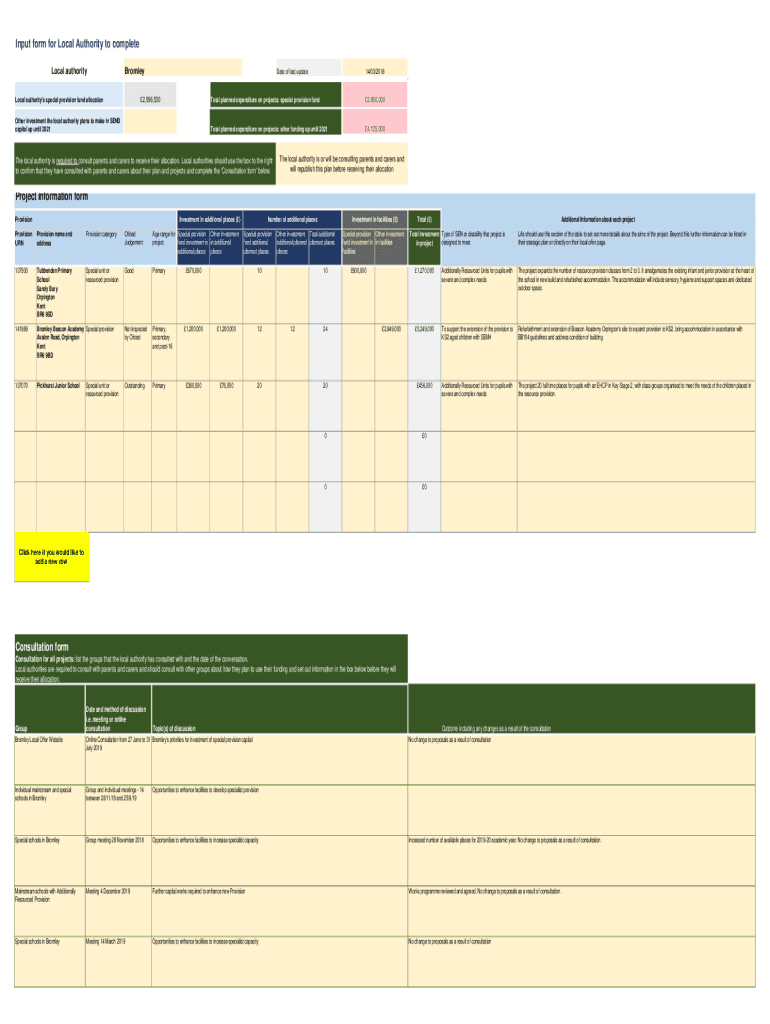 Fillable Online Fillable Online Input form for Local Authority to ...