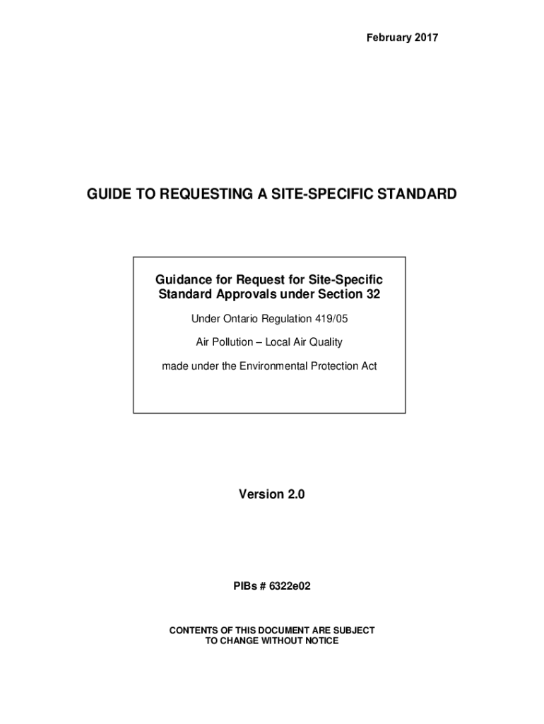 Fillable Online Guidance for Request for Site-Specific Standard Fax ...