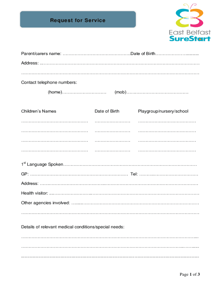 Fillable Online REFERRAL FORM - Family Support NI Fax Email Print ...