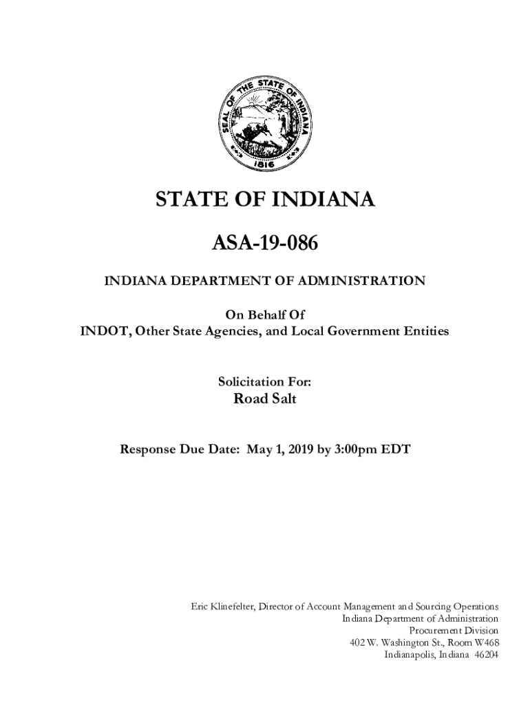 Fillable Online The Indiana Department of Administration (IDOA) on ...