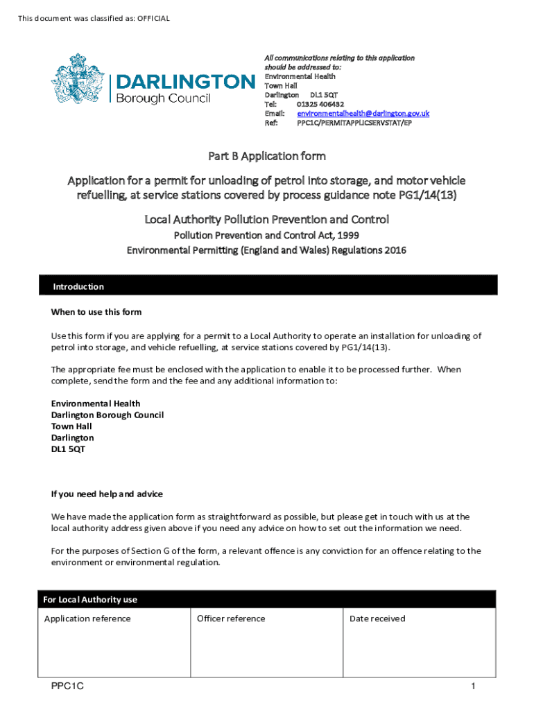 Fillable Online PPC1C Part B Application for a permit for service ...