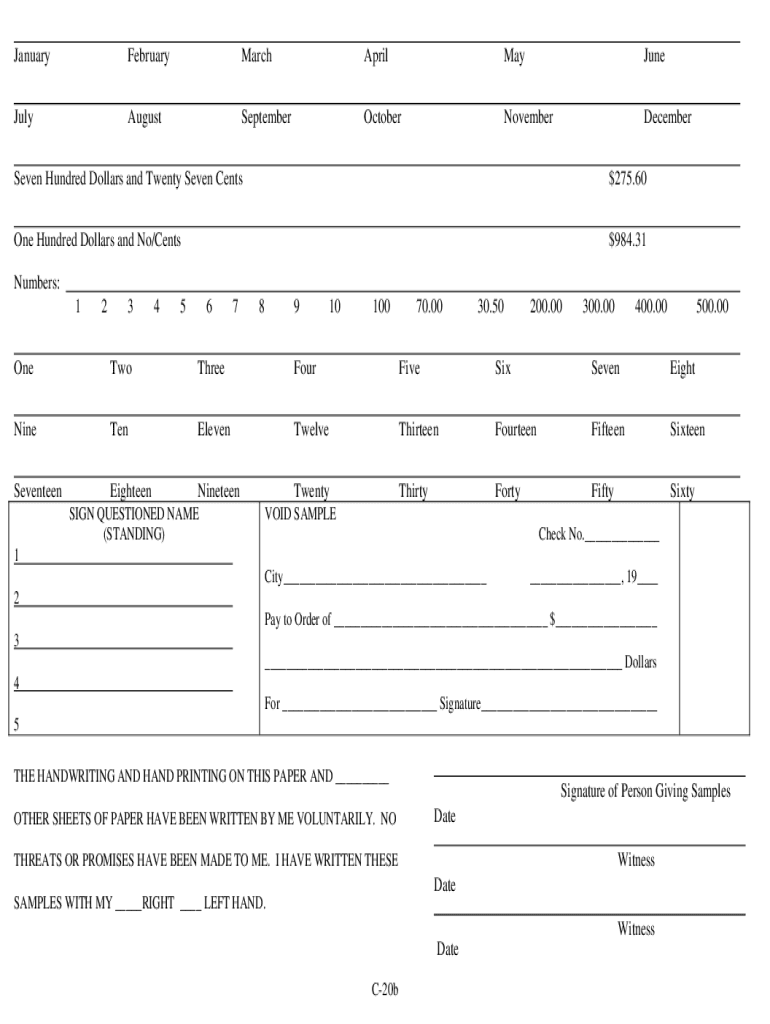 Fillable Online C-20b Handwriting Exemplar. Banking Services Fax Email ...