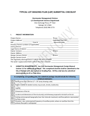 Fillable Online Lot Grading Plan Submittal Checklist. Stormwater Design ...