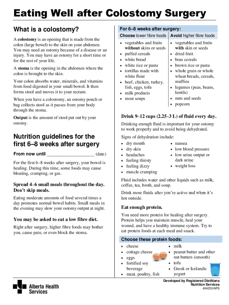 Fillable Online Eating Well after Colostomy Surgery - Alberta Health ...