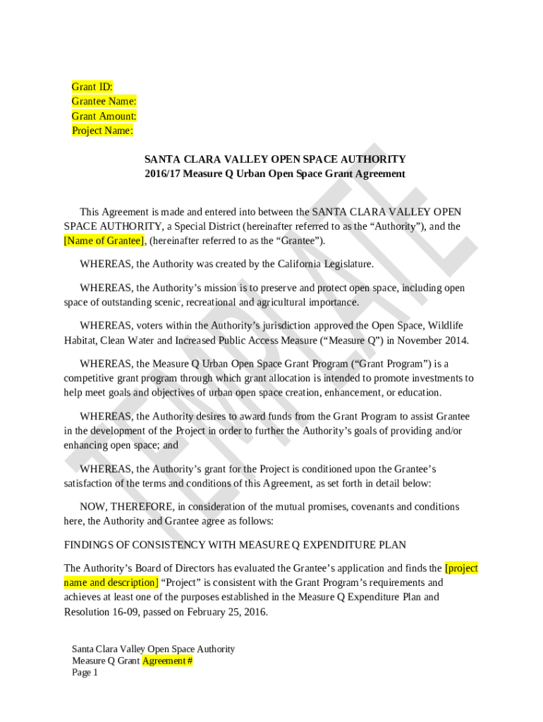 SCOPE OF AGREEMENT - Santa Clara Valley Open Space Authority Doc ...