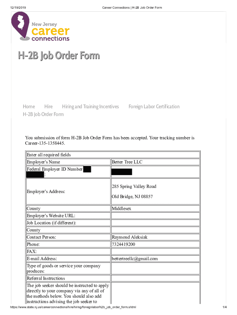 Fillable Online www.dol.govagenciesetaH-2B Temporary Non-agricultural ProgramU.S. Department of ...