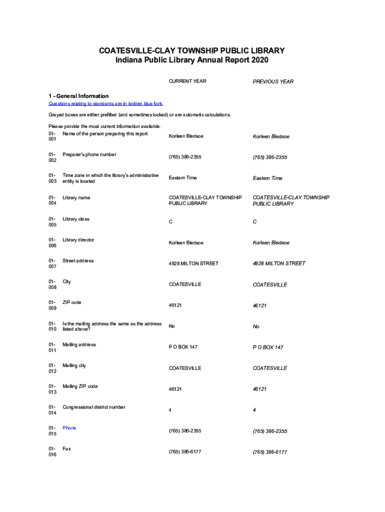 Fillable Online COATESVILLE-CLAY TOWNSHIP PUBLIC LIBRARY Indiana Public ...