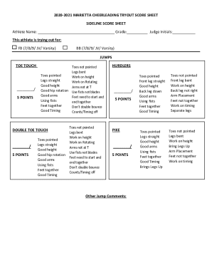Fillable Online Middle School Cheerleading Tryout Score Sheet Fax Email Print - pdfFiller