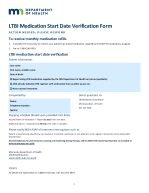 Fillable Online health minnesota LTBI Start Date Verification Form ...
